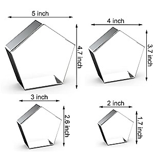 Pentagon Cookie Cutter Set Large - 5 Inch, 4 Inch, 3 Inch, 2 Inch - Geometric Cookie Cutters Shapes Molds - Stainless Steel
