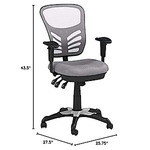 Flash Furniture Nicholas Mid-Back Gray Mesh Multifunction Executive Swivel Ergonomic Office Chair with Adjustable Arms