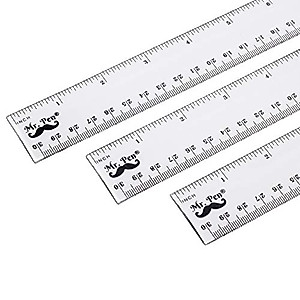 Mr. Pen- Ruler, Rulers 12 inch, Pack of 3, Clear Ruler, Plastic Ruler, Drafting Tools, Rulers for Kids, Measuring Tools, Ruler Set, Ruler inches and Centimeters, Transparent Ruler