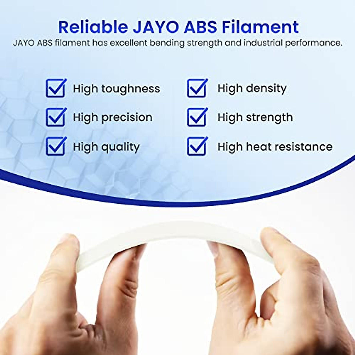 JAYO ABS 3D Printer Filament, Impact and Heat Resistant ABS Filament 1.75mm Dimensional Accuracy +/- 0.02mm, 0.65KG Cardboard Spool 3D Printing Material Fits FDM Printers, ABS White 650G