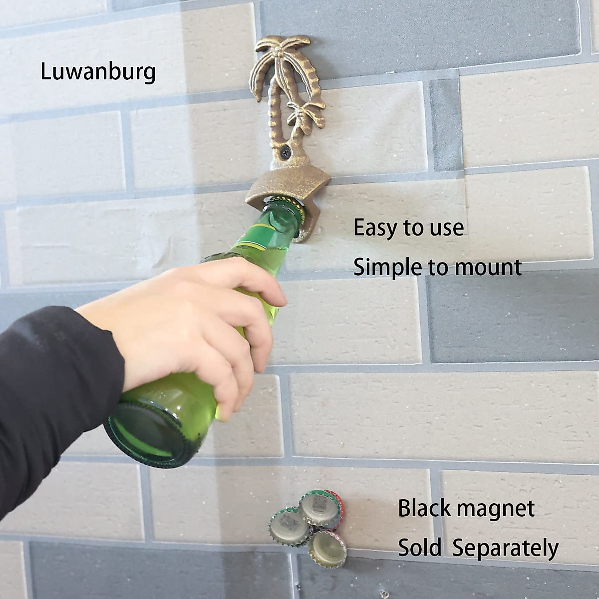 Luwanburg Retro Palm Tree Wall Mount Beer Bottle Opener Cast Iron for coastal Home Decor Beach Theme Party (Antique Bronze)