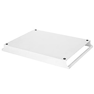 MyGift Decorative Serving Tray, Modern Matte White Metal Rectangle Ottoman Coffee Table Tray with Sleek Rounded Cutout Side Handles