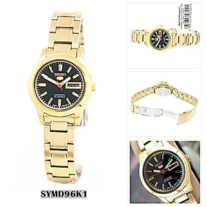 Seiko Women's SYMD96 5 Automatic Black Dial Gold-Tone Stainless Steel Watch