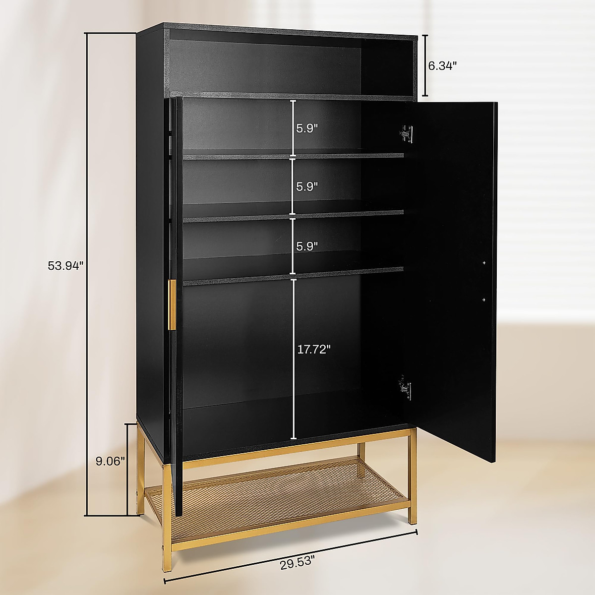 SULIVES Shoe Storage Cabinet for Entryway,Shoe Organizer Rack Cabinet Storage,Entryway Shoe Storage Cabinet,Narrow Modern Shoe Cabinet for Hallway,Living Room,Black