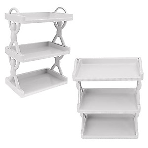 Wall Mounted Storage Shelf, Space Saving Simple Style Wall Storage Rack Drain Hole for Bathroom for Cosmetics for Spices for Skin Care Products(Grey, 3 Layers)