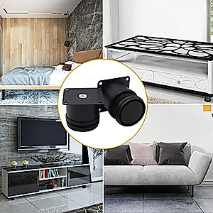 weideer 4-Pack 2 Inch Stainless Steel Furniture Legs Cabinet Adjustable Round Kitchen Feet for DIY Furniture+16pcs Screw (Black 50x50mm)