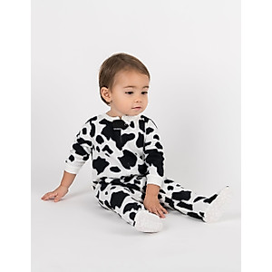 Leveret Boys Girls Kids Footed Fleece Pajama Cow Black 12-18 Month