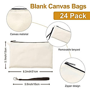 Sntieecr 10 Pack Cosmetic Bags Sublimation Blank Heat Transfer Makeup Bags with 10 Pieces Wristband Lanyards for DIY Craft Travel Canvas Zipper Pencil Bags (8.3 x 5.1 Inch)