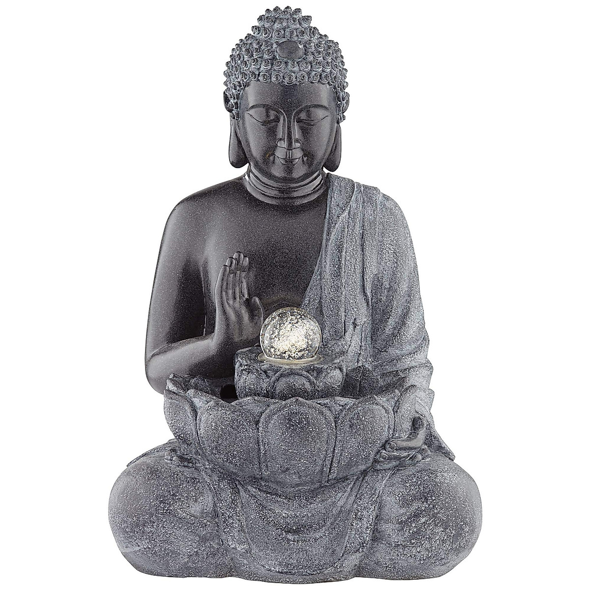 Sitting Buddha Outdoor Water Fountain with Light LED 28" High Faux Stone Meditation Decor for Garden Patio Backyard Deck Home Lawn Porch House Relaxation Exterior Balcony Roof - John Timberland