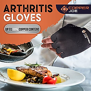 Copper Joe Arthritis Gloves - Compression Gloves for Arthritis Hand Pain Relief, Carpal Tunnel, RSI, Tendonitis and Rheumatoid. Typing Gloves - Wrist Support Brace for Women & Men - 1 Pair - (Medium)