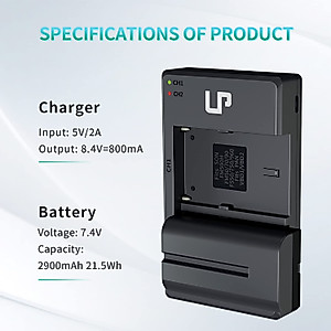 LP NP-F550 Battery Charger Pack, 2-Pack 2900mAh Battery & Dual Slot Charger, Compatible with Sony NP F970, F960, F770, F750, F570, F550, F530, F330, CCD-SC55, TR910, TR917, CN160, CN-216 LED & More