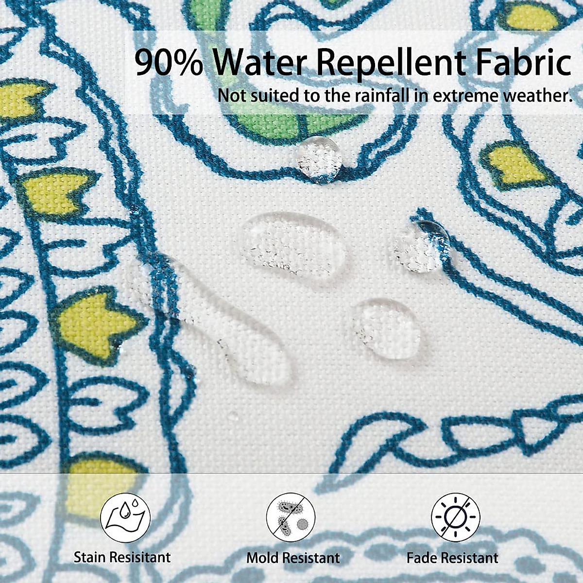 Magpie Fabrics Indoor Outdoor Waterproof Square Chair Cushion, 18" x 18" x 2.5", 2 Pack, Water Resistant Seat Cushions, for Patio Garden Office, Paisley Blue