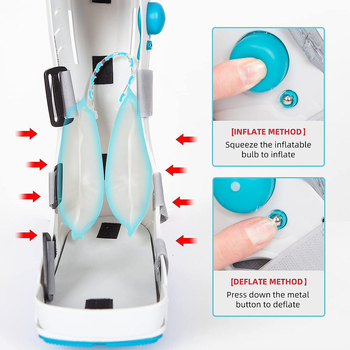 Tairibousy Medical Inflatable Tall Walking Boot Long Orthopaedic Boot Fracture Boot Ultralight Walking Boot for Sprained Ankle Stress Fracture Broken Foot or Achilles Tendonitis (S)