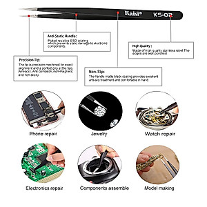 Kaisiking 6 Pcs Double Sided Soldering Assist Aid Repair Tool with 2 Precision Tweezers for Electronics Repair and Soldering