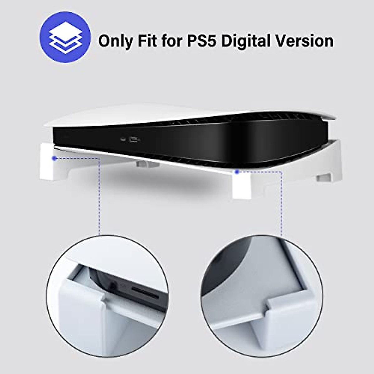 DEVASO PS5 Horizontal Stand, Accessories PS5 Horizontal Stand with 3 Sets of Sticker for Playstation 5 Console(Only for Digital)