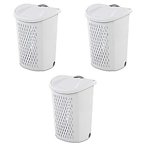 Sterilite Laundry Hamper, 2 Bushel, White , Pack of 3