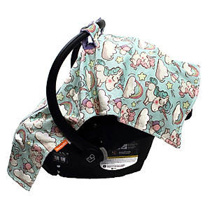Dear Baby Gear - Baby Car Seat Canopy - Infant Car Seats Covers - Carseat Canopies for Boys and Girls - Carseat Cover with Snap Opening - Pastel Unicorns/Balloons/Clouds/Rainbows - Lavender Dot 30x40"
