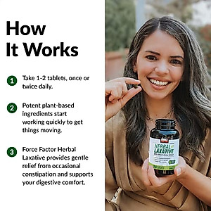 FORCE FACTOR Herbal Laxative for Constipation Relief for Adults, Digestion Supplement Made with Senna to Cleanse, Detox, and Soothe, Laxatives for Constipation for Women and Men, 250 Tablets