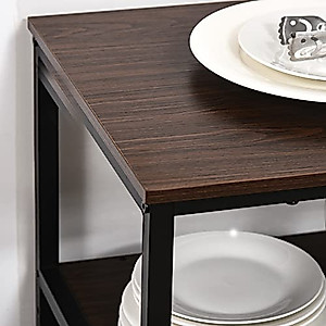 HOMCOM Industrial Wine Rack with 11-Bottles Holder, Free Standing Wine Shelf with Glass Holders for Home Bar, Kitchen, Dark Brown