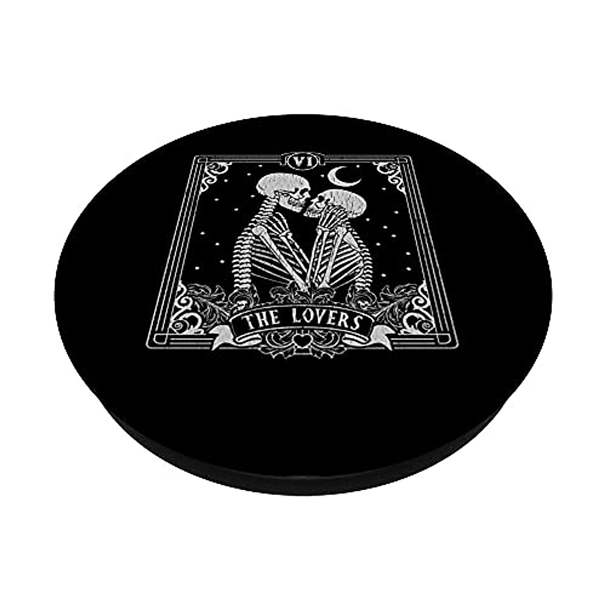 The Lovers Tarot Card Skeleton Halloween Occult Black PopSockets Swappable PopGrip