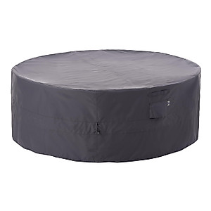 WJ-X3 Large Ripstop Patio Furniture Cover, 110" D x 31" H, Waterproof, UV Resistant, Anti-Fading Outdoor Cover for Round Dining Table and Chairs Set, Grey
