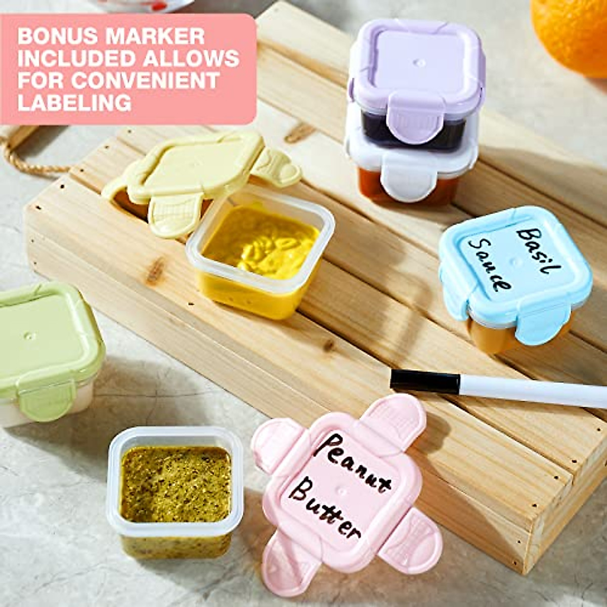 Mfacoy 6 Pack Salad Dressing Container To Go, 2.5 OZ Plastic Condiment Containers with Lids, BPA Free Condiment Cups, Leak Proof and Reusable Small Containers with Lids for Lunch Box Picnic Travel