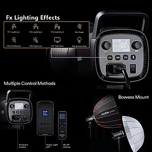 Godox SL60IID 70W LED Video Light, 18600Lux@1M 5600K COB LED Continuous Light, Bluetooth App&2.4G Wireless Remote Control 8 Built-in Fx Effects, TLCI/CRI 97+/96+Bowens Mount Studio Light