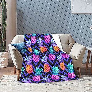 Pineapple Throw Blanket,Flannel Fleece Blankets for Boys Girls Women Men,Super Soft Cozy Warm Luxury Lightweight Bed Blanket for Sofa Couch Camping Travel All Season Use 50×60 Inches