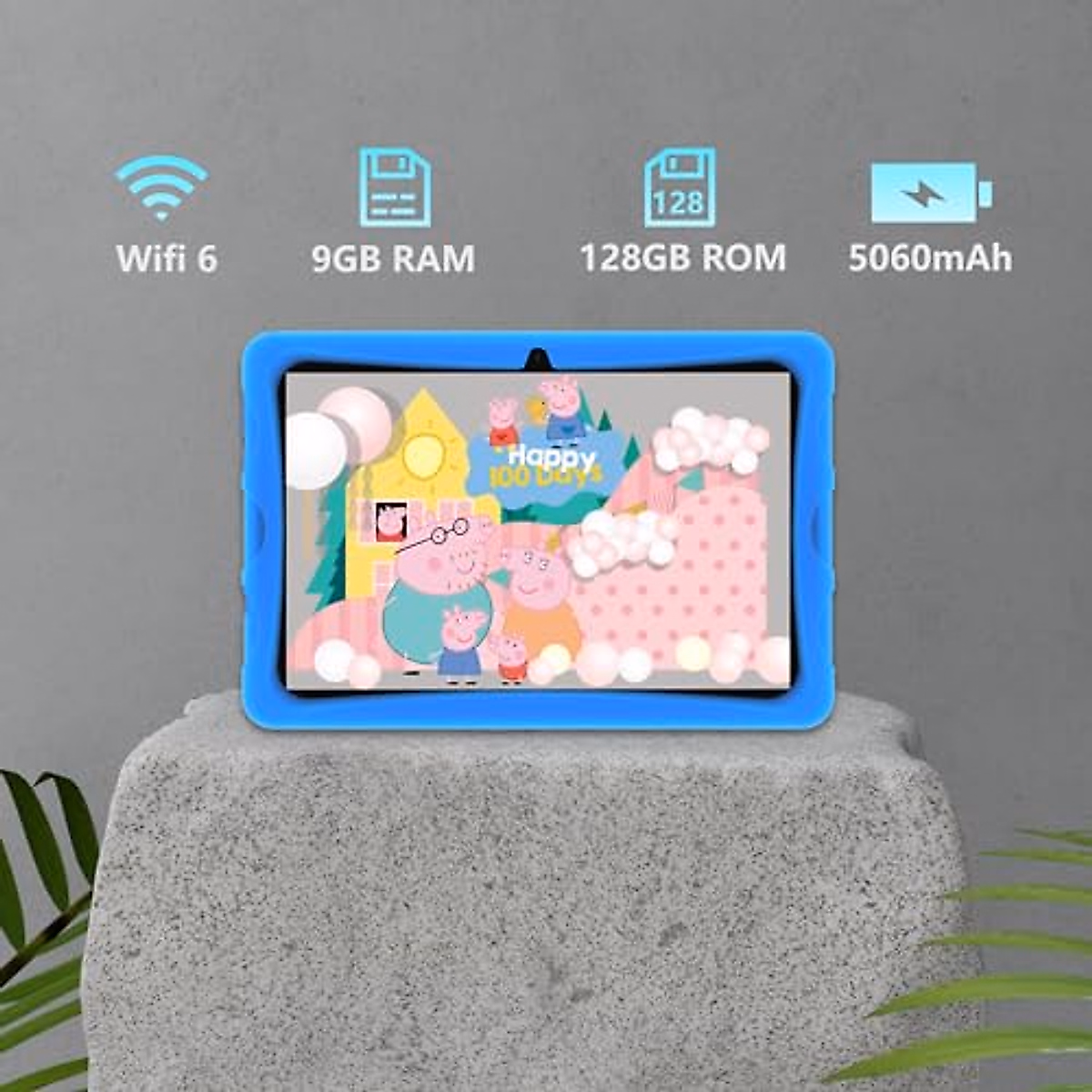 DOOGEE Android 13 Tablet for Kid U10KID, 10.1 Inch HD Display, WiFi6, 4GB RAM +128GB ROM, Dual Speaker, TUV Low Bluelight Certification, Kids Tablet with Case (Blue)