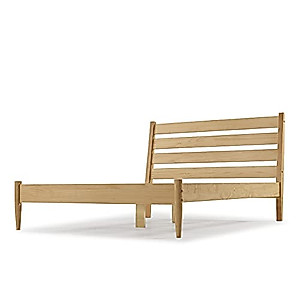 Camaflexi MidCentury Platform Bed / Solid Wood / No Box Spring Needed, Mattress Support: 12 Slats, 3 Center Supports and 2 Support Legs/ Scandinavian Oak, Queen.