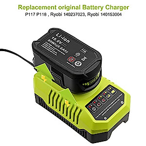 P117 Dual Charger Replacement for Ryobi 18V Battery Charger 12V 14.4V 18V Li-ion & Ni-cad Ni-Mh Battery Charger for Plus Battery P100 P102 P103 P105 P107 P108