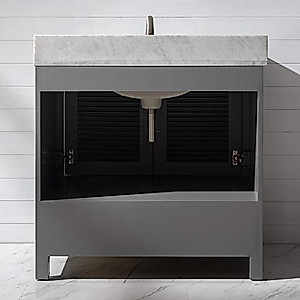 Luca Kitchen & Bath LC36WGW Carolina 36” Single Bathroom Vanity Set in French Gray with Carrara Marble Countertop and Porcelain Sink