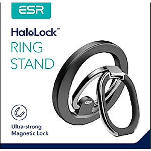 ESR for MagSafe Ring Holder (HaloLock), MagSafe Phone Grip, Magnetic Phone Ring Holder, Magnetic Phone Grip with 2-Way Adjustable Stand for iPhone 16/15/14/13/12 Series, MagSafe Accessories, Black