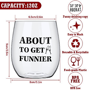 Zhehao 20 Pcs Funny Stemless Wine Glasses 12oz Disposable Party Funny Cups Clear Acrylic Shatterproof Wine Cups Sip Hooray Printed Glasses for Indoor Outdoor Party Beach Wedding Whiskey Cocktail