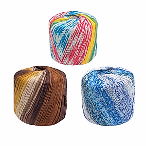 Healifty 133M Crochet Yarn Knitting Yarn Soft Cotton Yarn Color Gradient Hand Knitting Supplies for Sweater Scarf Hat Shawl Blanket Sky-Blue