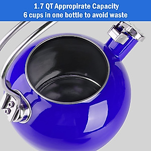 AIDEA Tea Kettle, 1.7 Quart Whistling Enamel Stainless Steel Teakettle Tea Pot for Stovetop (Cobalt)