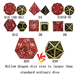 DND Polyhedral Hollow Metal Dice Set RPG Maze Design D&D Dungeons and Dragons D and D MTG Weighted Pathfinder Board Game D4 D6 D8 D10 D% D12 D20 (with Free Metal Storage Box) Dice-Blue