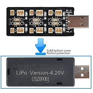 1S LiPo Battery USB Charger 3.7V/4.20V 6 Channel 1S LiPo Charger Tiny Whoop Blade Inductrix Micro JST 1.25 JST-PH 2.0 mCX mCPX Connectors
