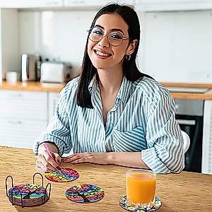 8 PCS Diamond Painting Coasters kit with Holder-Colorful Tree Diamond dot Art Coasters for Adults Kids Beginners,DIY Art and Crafts Gift