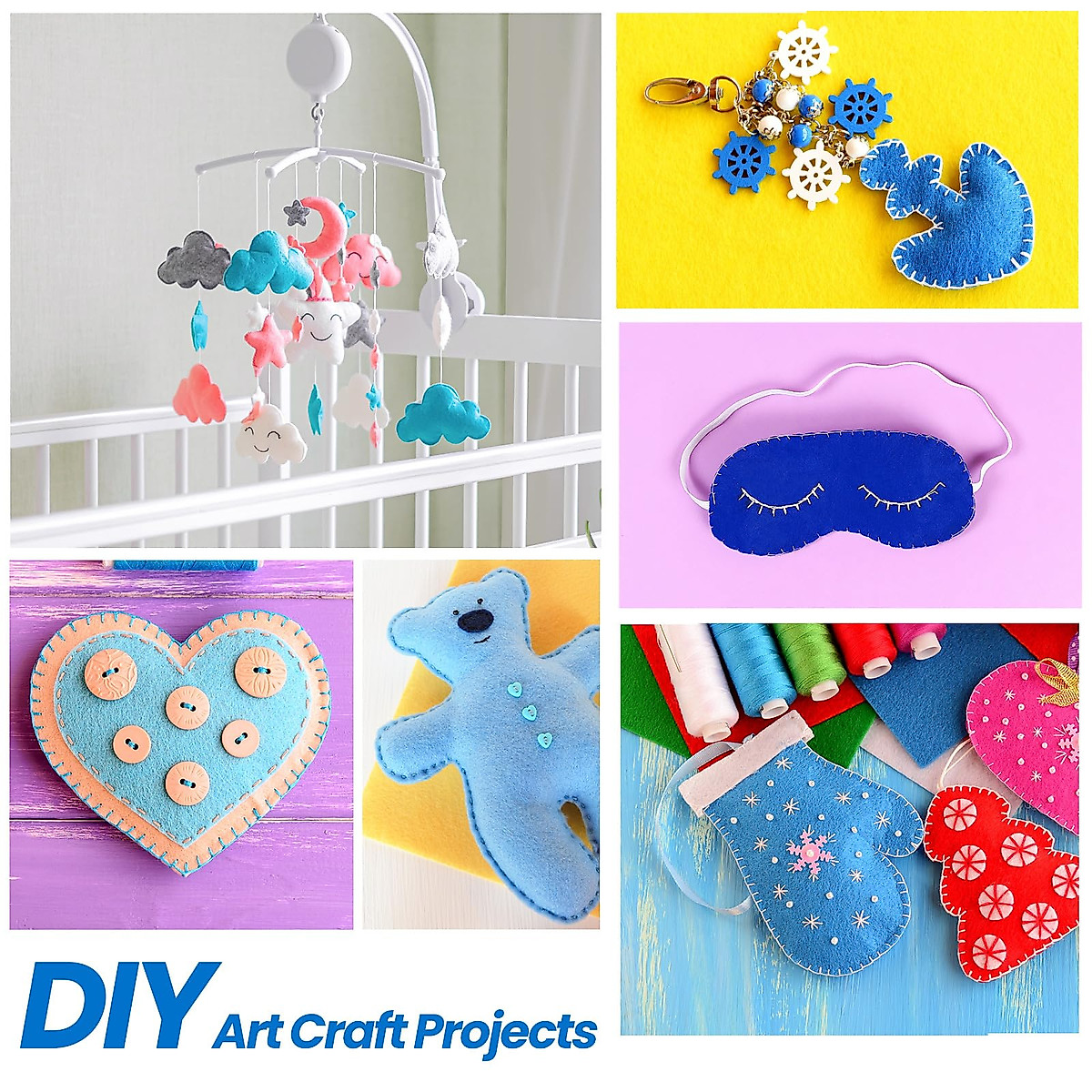 Peryiter 150 Pcs Blue Felt Fabric Sheet for Craft 8 x 12 in Felt Sheet for Craft Assorted Felt Fabric Craft Felt Square for Crafting Sewing Patchwork Project(Blue Series)