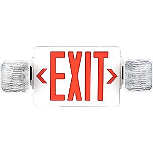 OSTEK Red LED Exit Sign Emergency Light, Two LED Adjustable Head Emergency Exit Lights with 90 Minutes Battery Backup, Dual LED Lamp ABS Fire Resistance UL-Listed (1)