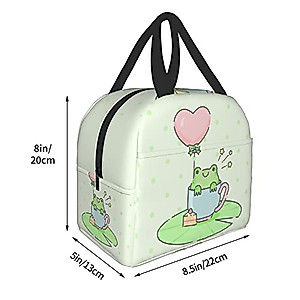 Ucsaxue Cute Baby Frog Lunch Bag Small Insulated Lunch Box with Front Pocket Cute Lunch Bags for Girls Boys Freezable Bento Box Women Men Lunch Boxes