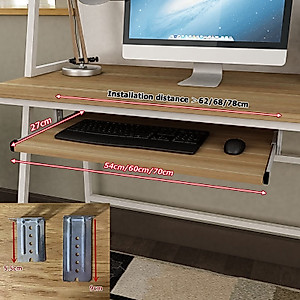 V3VOGUE 5 Colours Wooden Desk Extender Keyboard Tray - Under Desk Slide-Out, Office Keyboard Drawer with Height Adjustable, Keyboard Mouses Storge Shelf/Sliding Keyboard Support