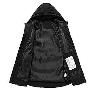 Puffy Jackets Men and Heating Temperature Three Control 5- Coat Hooded Gear Coat Charging Women Men USB Men's Black
