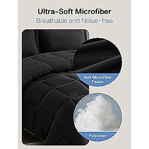 ZHGANLO Queen Comforter Set -3 Pieces Black Comforter Set for Queen Size Bed, Quilted Bedding Sets Queen for All Season, Bed in a Bag with 1 Comforter and 2 Pillowcases