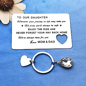 To Our Daughter Wallet Card Encouragement Gifts Inspirational Graduation Gift Enjoy The Ride Never Forget Way Back Home Metal Card Christmas Birthday Card Daughter Stepdaughter Gifts from Mom Dad