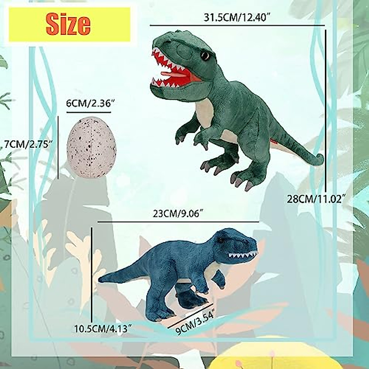 Wilomis Dinosaur Stuffed Animal 12” Mommy with Baby, 3 Pieces of Cute Dinosaur Plush Toys Dino Plushies for Kids Girls Boys Set（T-rex Family）