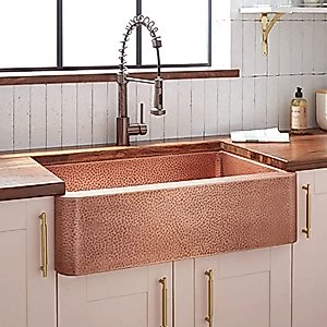 Signature Hardware 318837 Fiona 33" Farmhouse Single Basin Copper Kitchen Sink