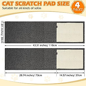 4 Packs Cat Scratch Mat Sofa Protector Natural Sisal Furniture Protector for Cats Scratching Pad for Couch Chair Sofa