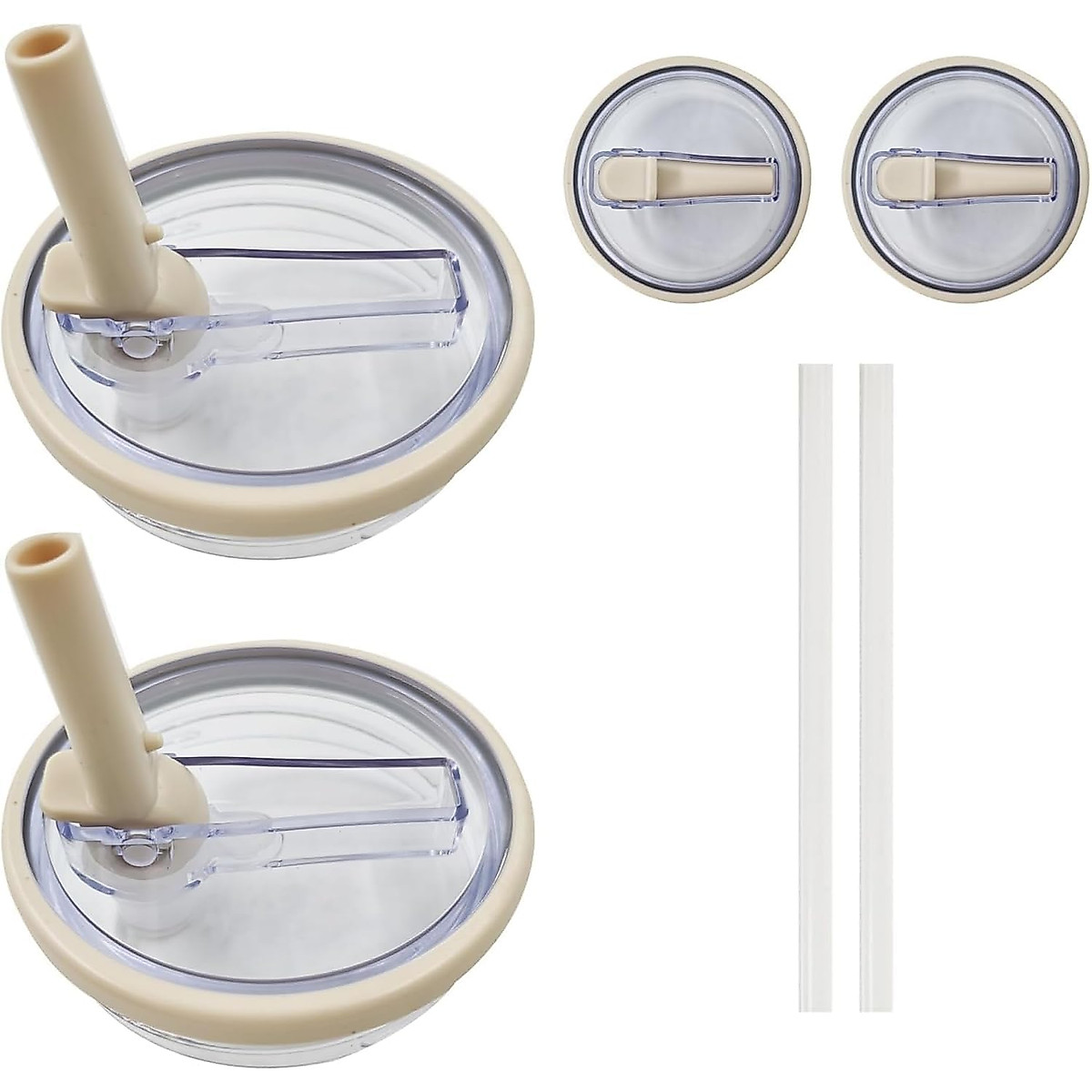 2-Piece 40 oz (Approx. 1134.0 g) Replacement Flip Top Straw Lid for Stanley Quencher, Spill and Splash Proof Lid, Reusable Flat Bottom Lid for Stanley Mug Accessories (ivory white 2pcs)